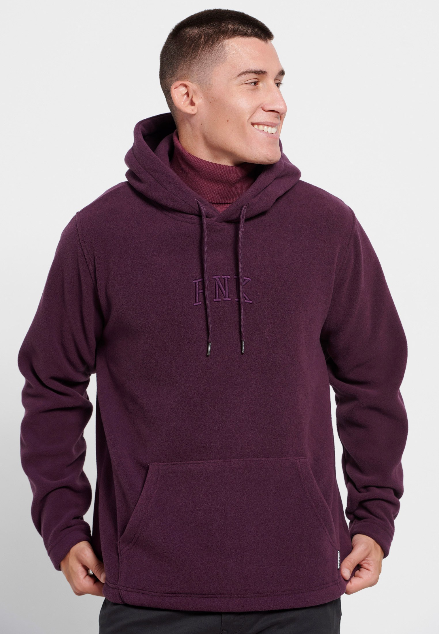 Φούτερ fleece με κουκούλα FBM008-045-06_BURGUNDY| funky-buddha.com