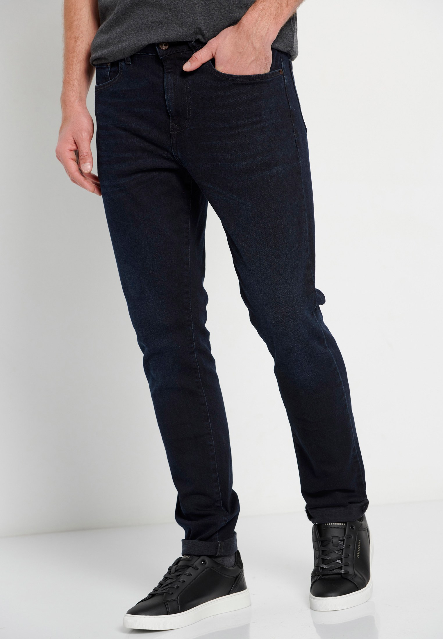 Tapered fit τζιν παντελόνι FBM008-080-02_BLUE BLACK| funky-buddha.com
