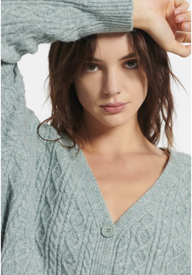Cropped ζακέτα με σχέδιο στην πλέξη FBL008-138-09_MINT| funky-buddha.com