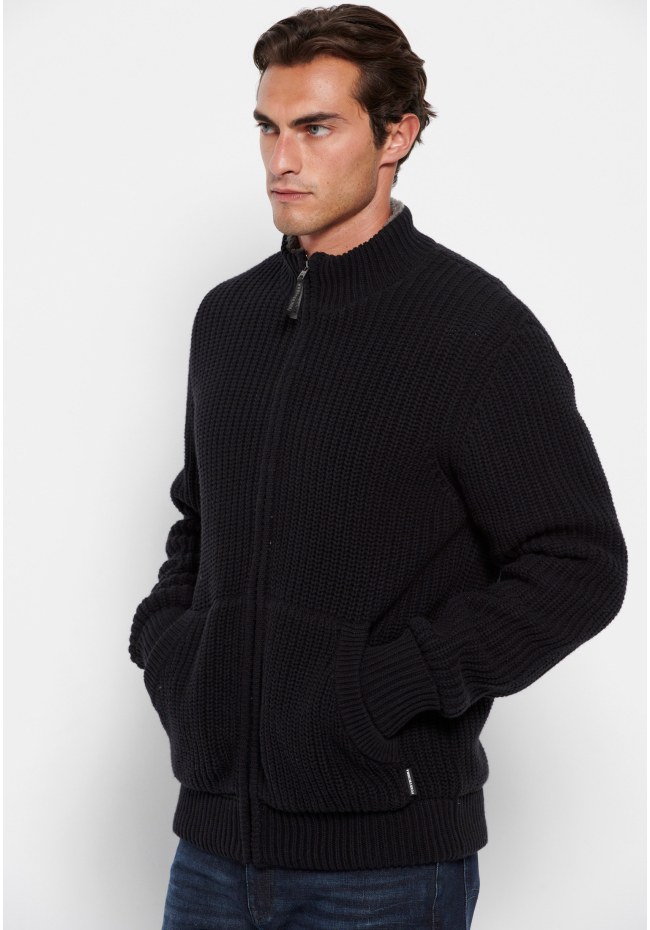 Ζακέτα με χοντρή πλέξη FBM006-073-09_BLACK| funky-buddha.com