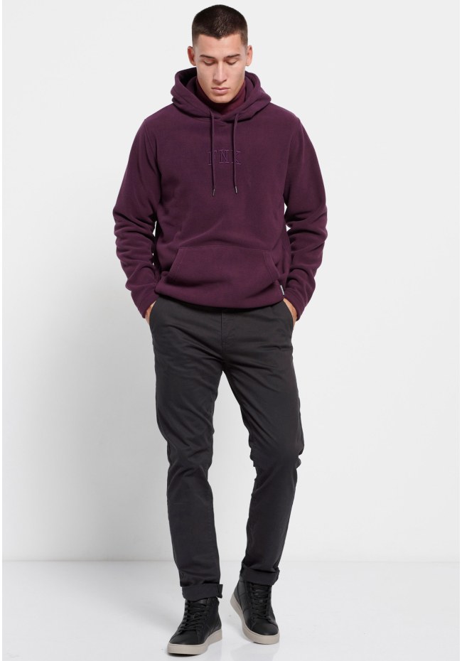 Φούτερ fleece με κουκούλα FBM008-045-06_BURGUNDY| funky-buddha.com