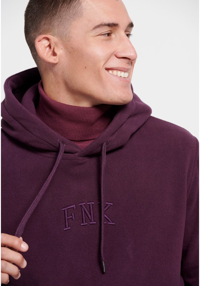 Φούτερ fleece με κουκούλα FBM008-045-06_BURGUNDY| funky-buddha.com