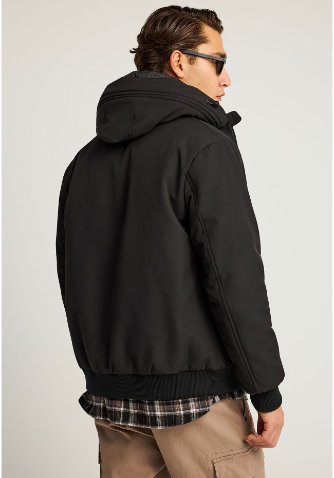 Ανδρικό bomber μπουφάν με κουκούλα FBM012-020-01_BLACK| funky-buddha.com
